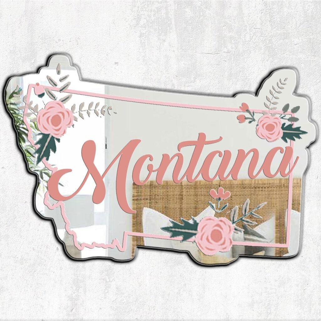 Montana Floral State Mirror Custom Mirror