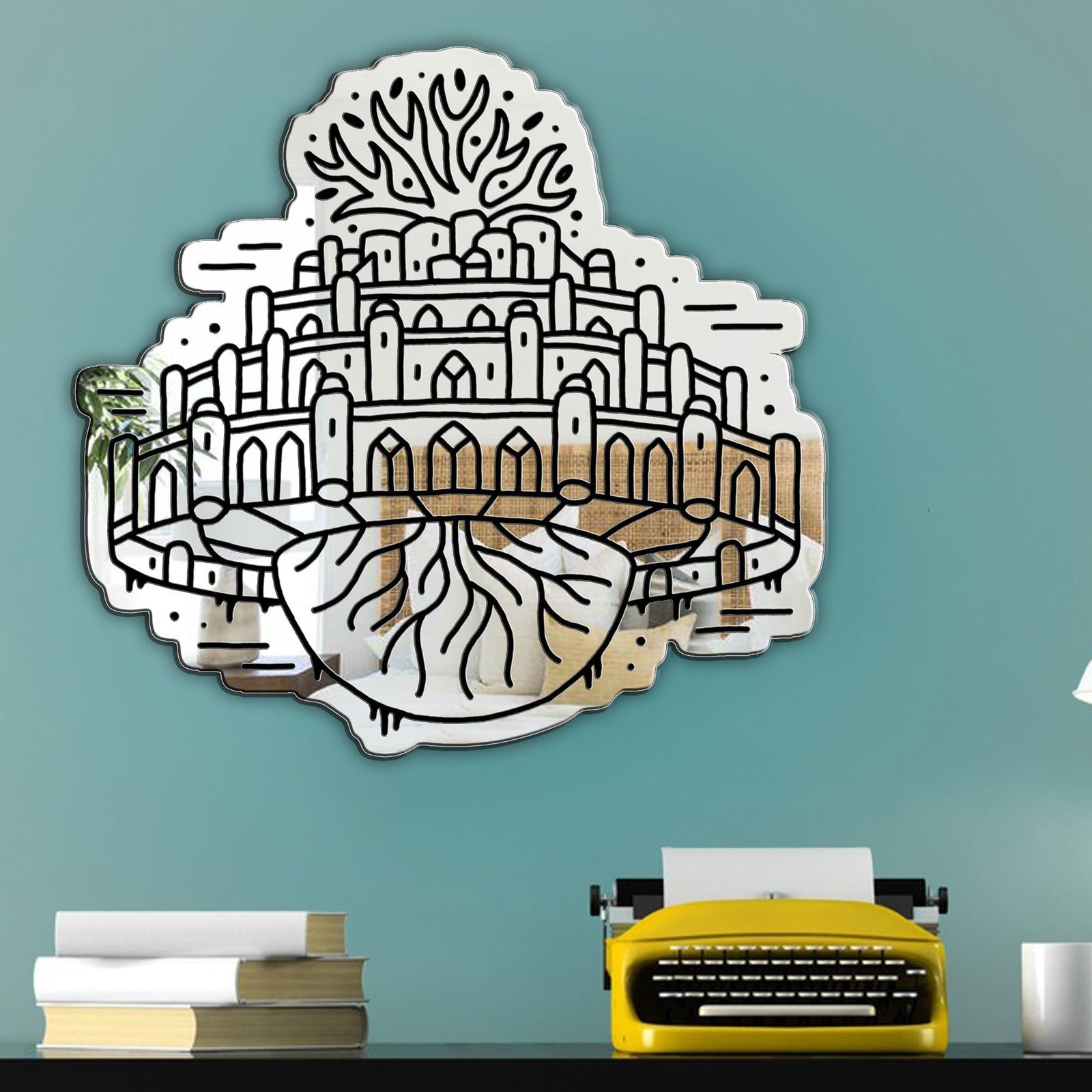 Castle In The Sky (studio Ghibli) – Black Printed Custom Mirror