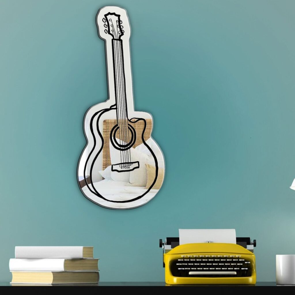 Guitar Sketch Music Art Black Irregular Drawing Mirror Custom Mirror