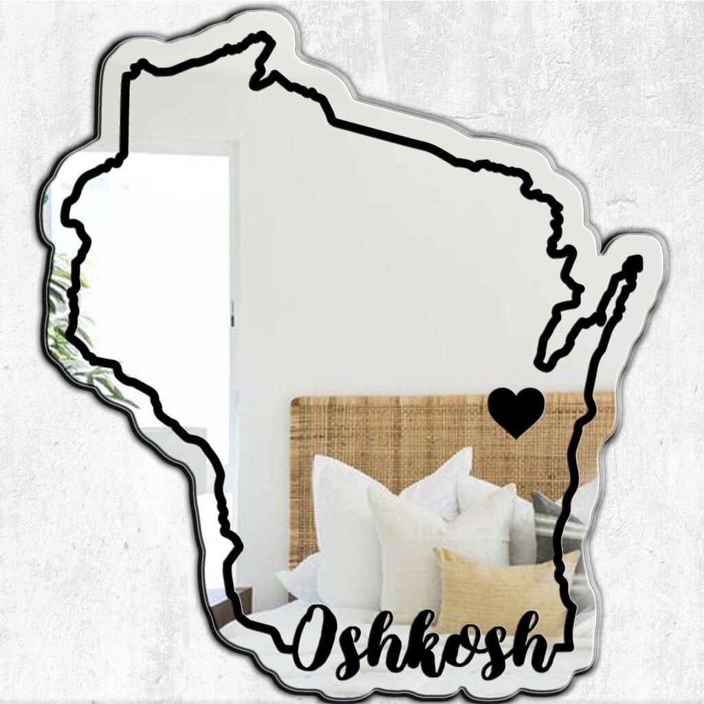 University of Wisconsin Oshkosh State Irregular Cursive Custom Mirror