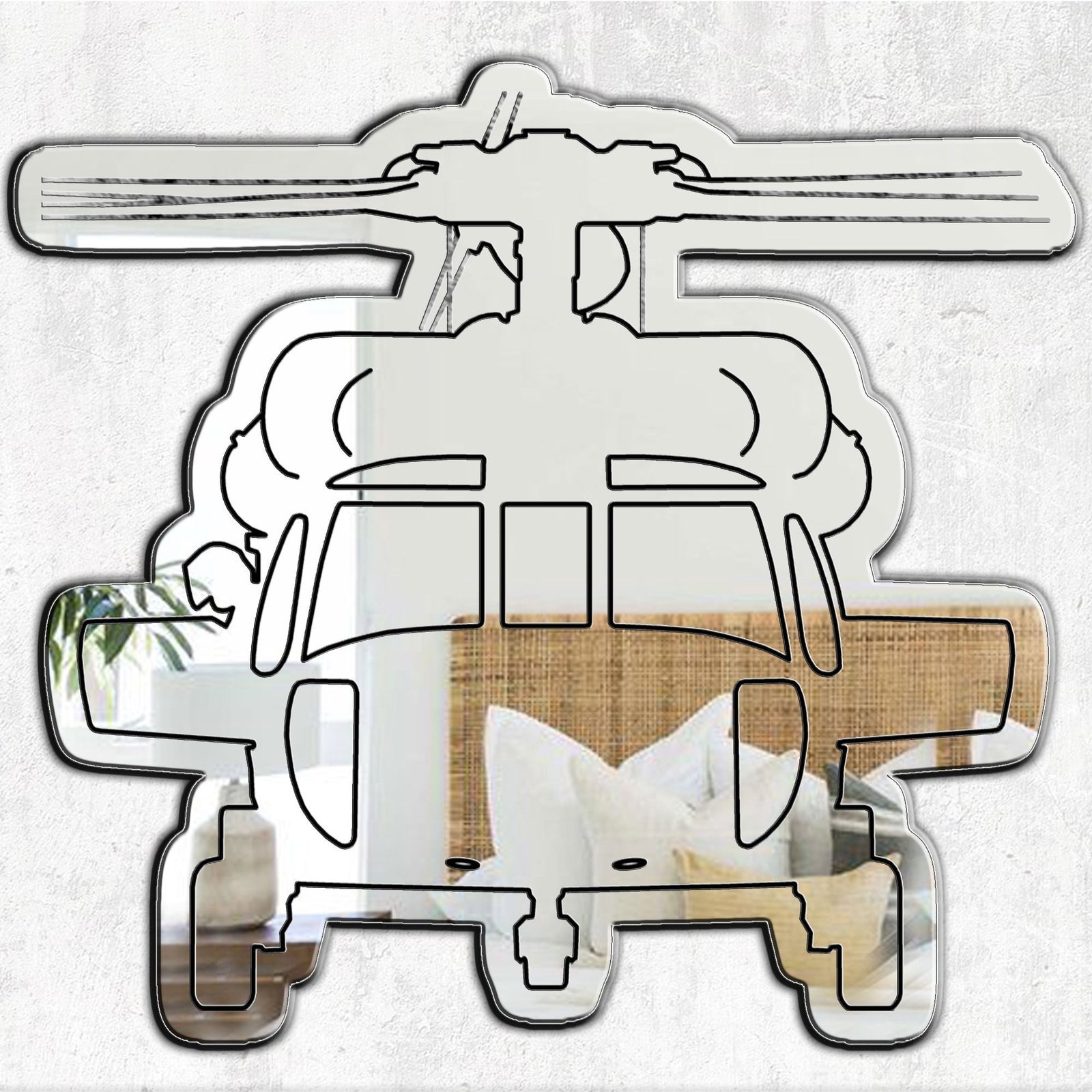 Black Hawk helicopter graphic (black) Mirror | Custom Mirror