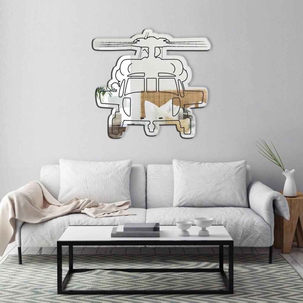 Black Hawk helicopter graphic (black) Mirror | Custom Mirror