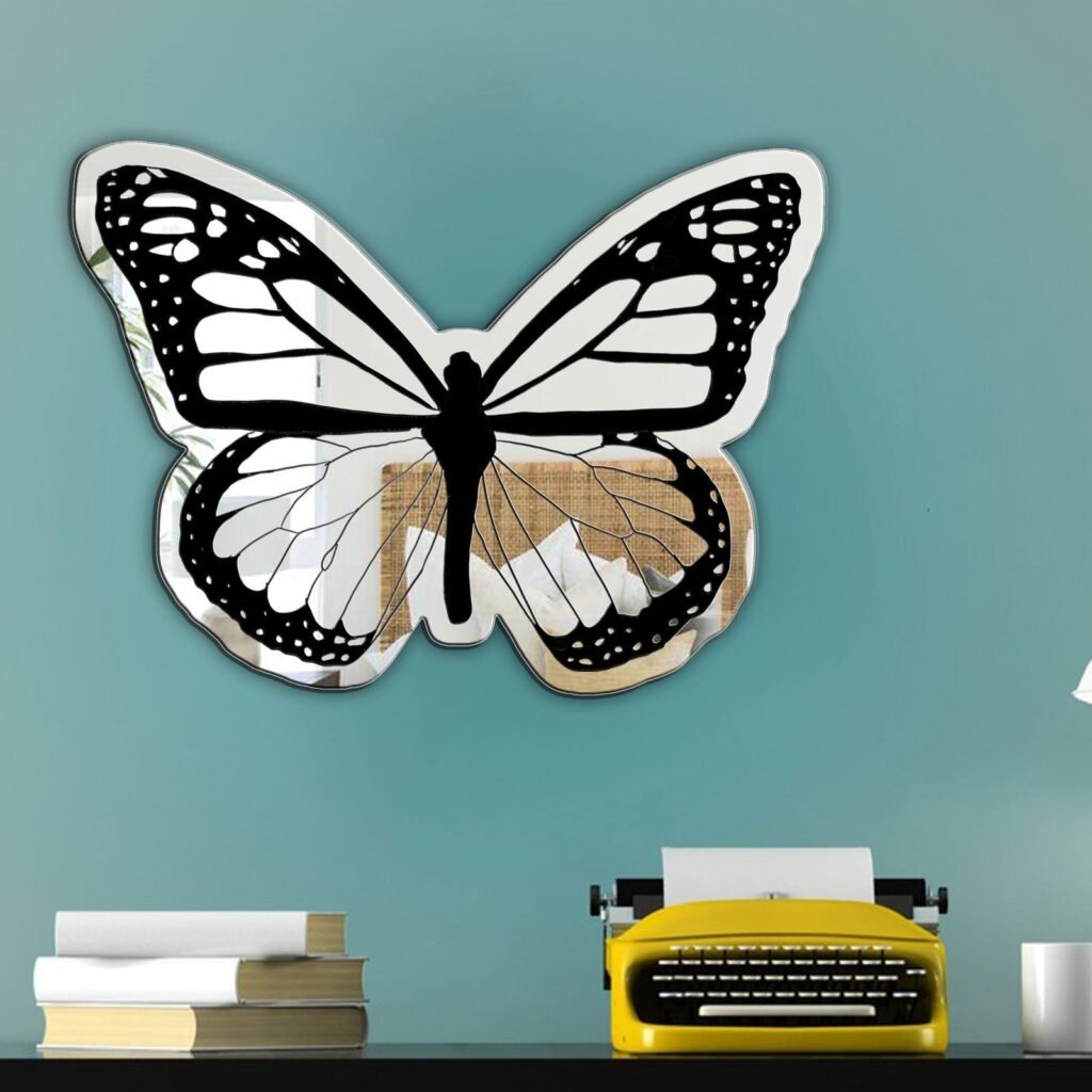 Butterfly sketch animals art black outline drawing Mirror Custom Mirror