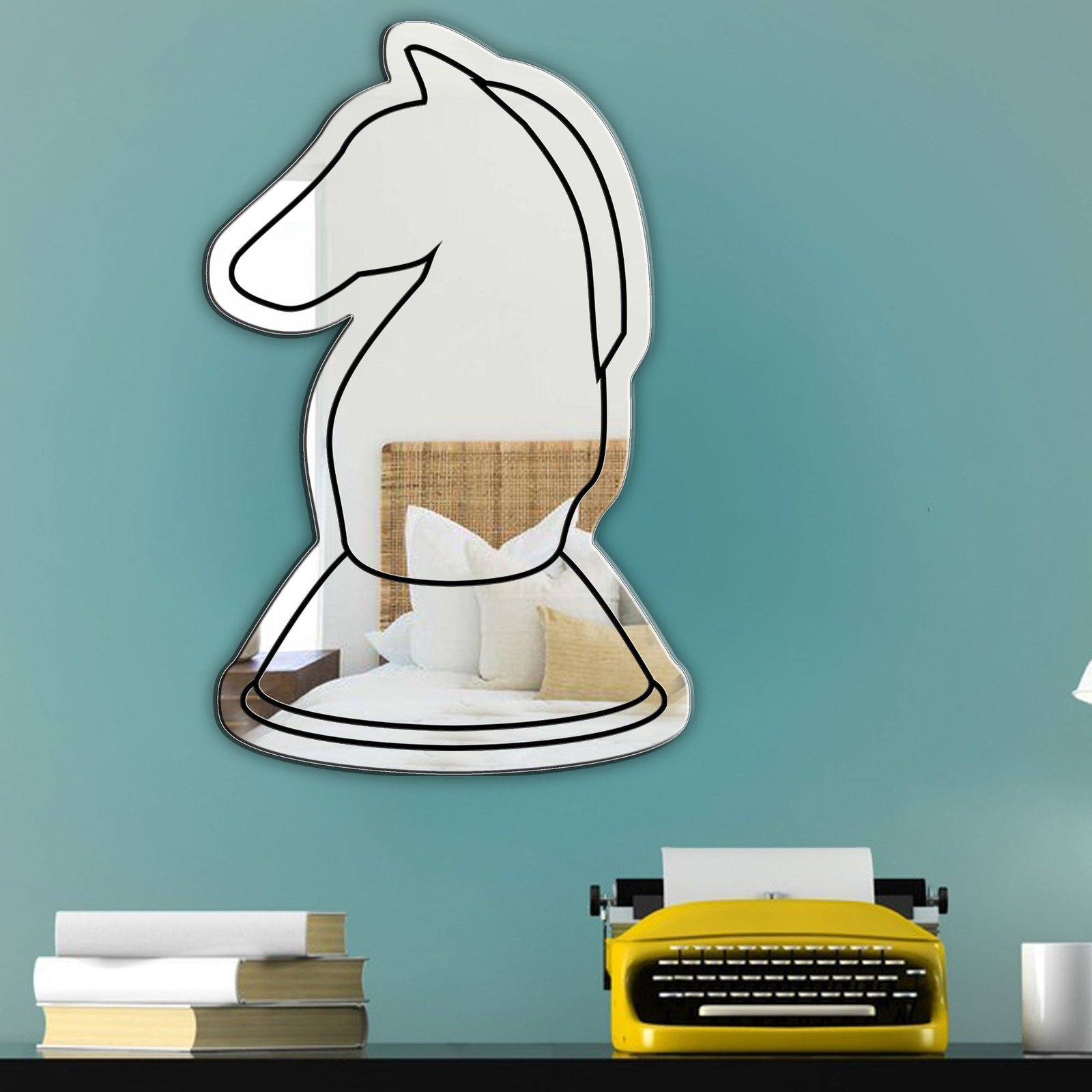 White Knight Chess Piece Mirror Custom Mirror