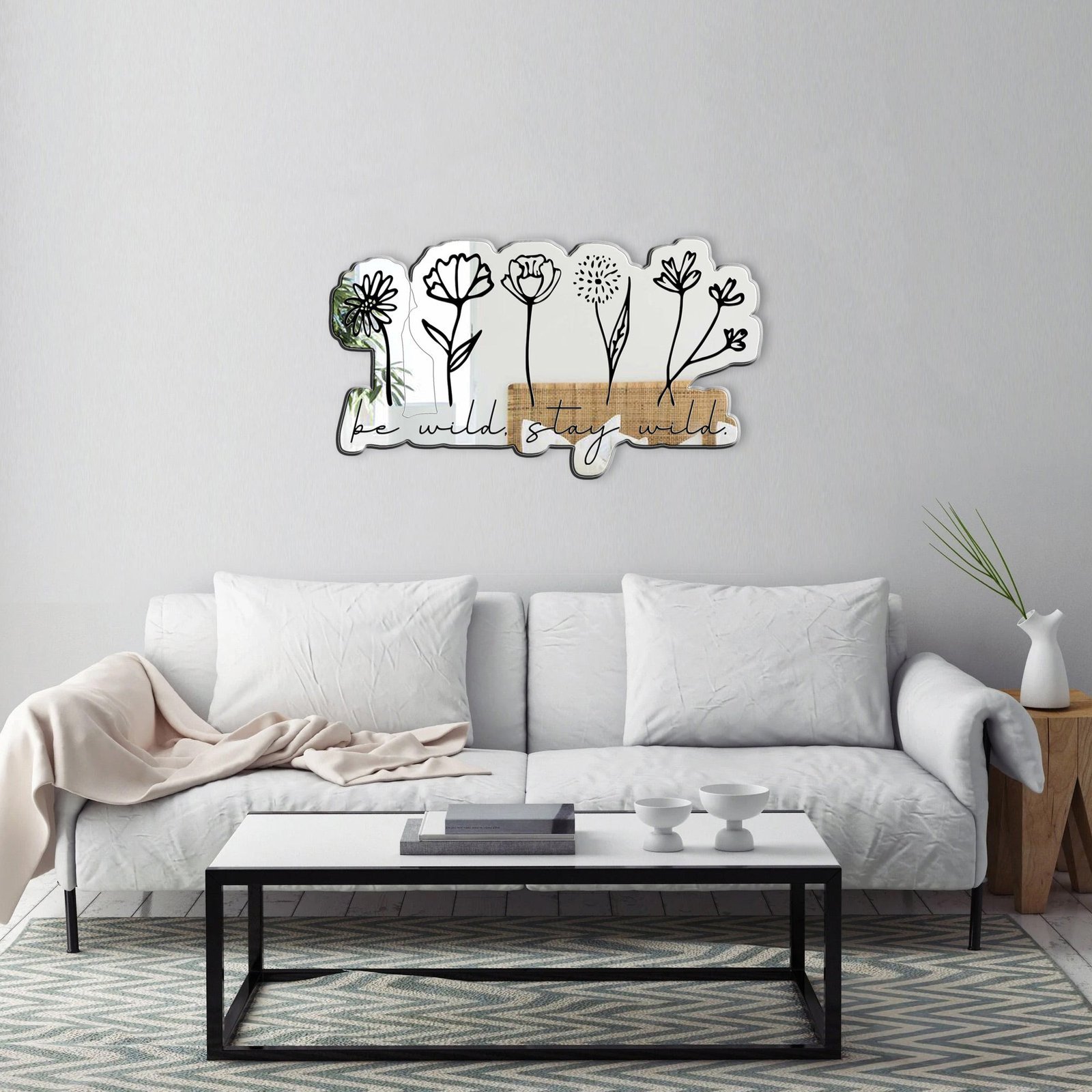 Be wild stay wild simple flowers Mirror Custom Mirror