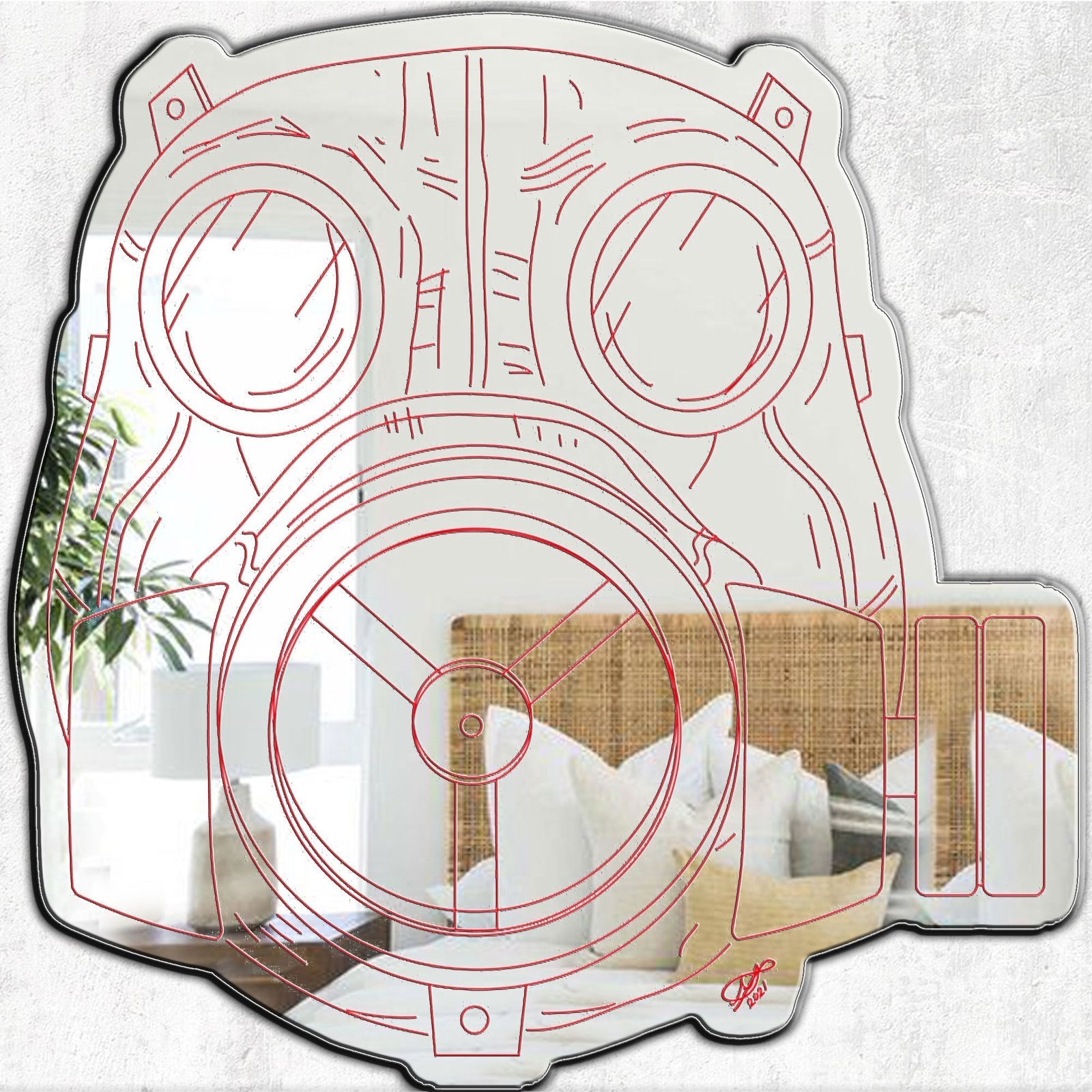 Caiman Gas Mask Stylish Mirror Custom Mirror