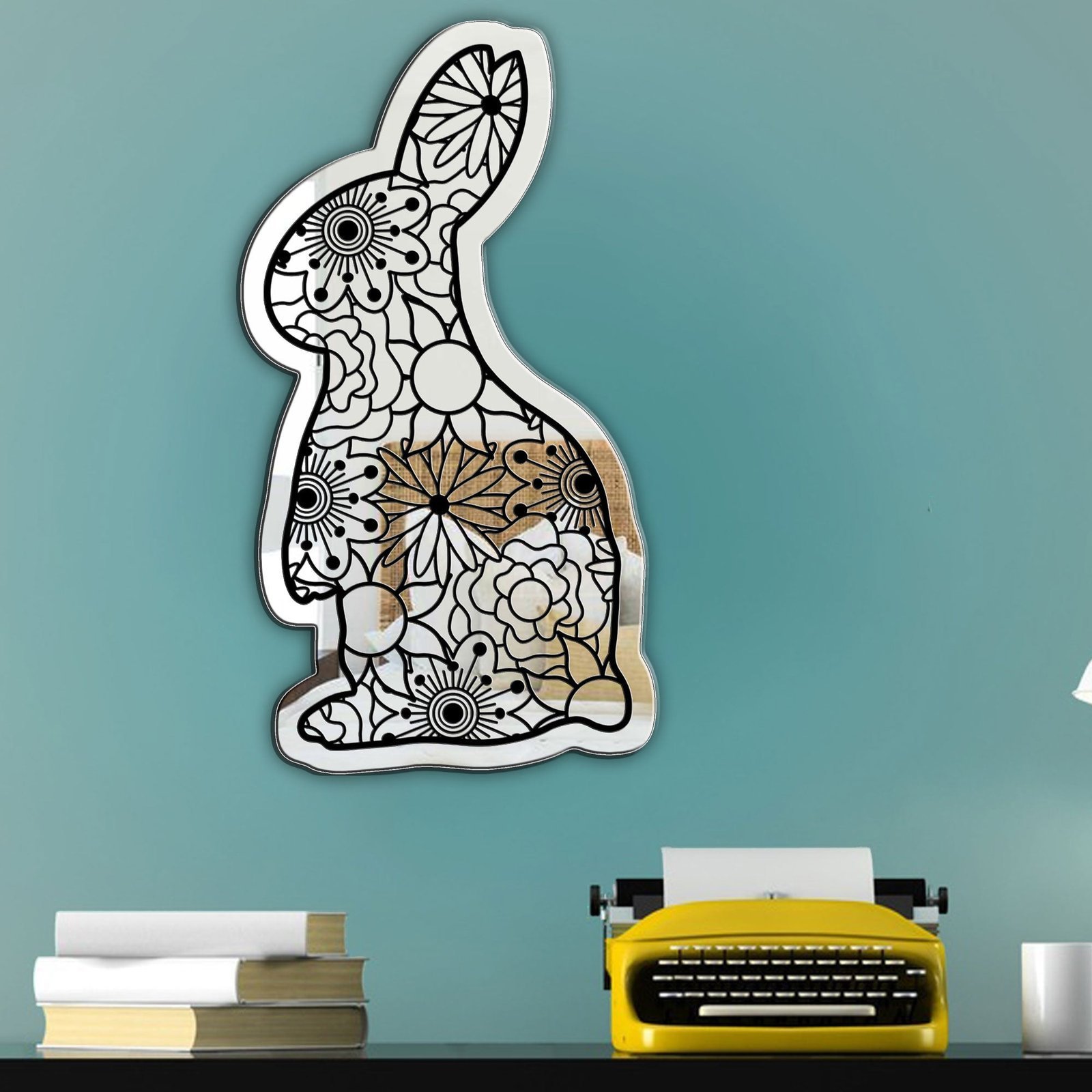 Rabbit Zentangle Mirror Custom Mirror