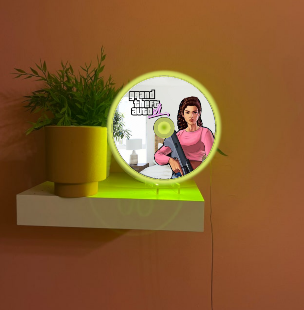 “GTA 6 VI” RGB light disc Mirror | Light CD Custom Mirror