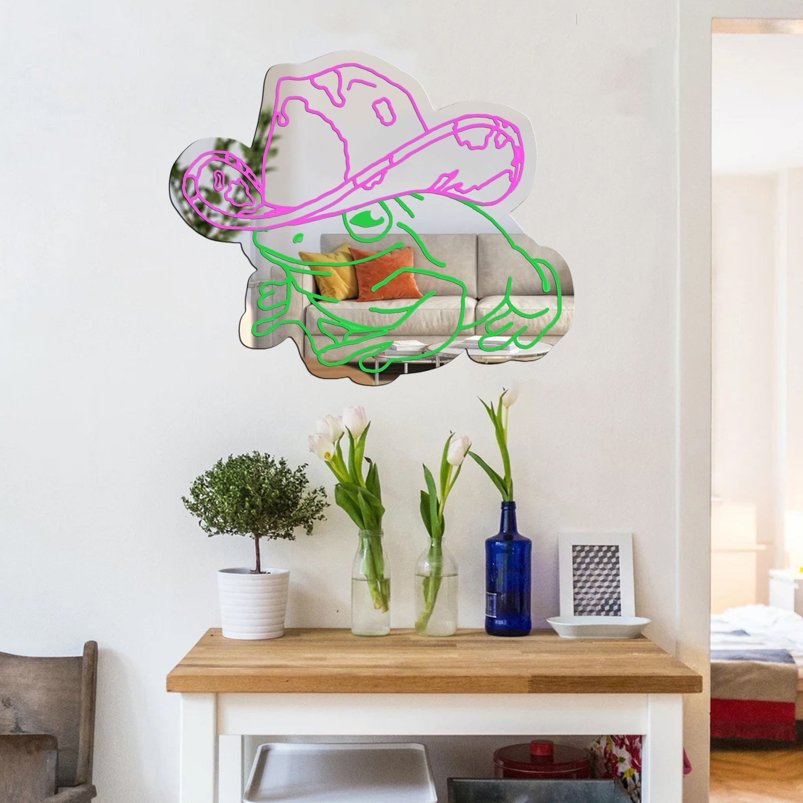 Frog Aesthetic Cowgirl Mirror Wall Art Custom Mirror