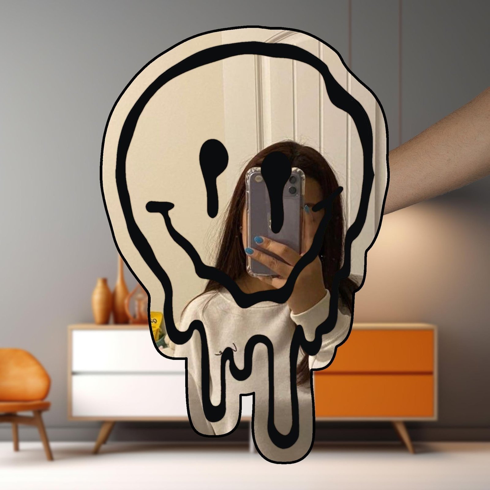 Happy Melted Face Mirror Custom Mirror