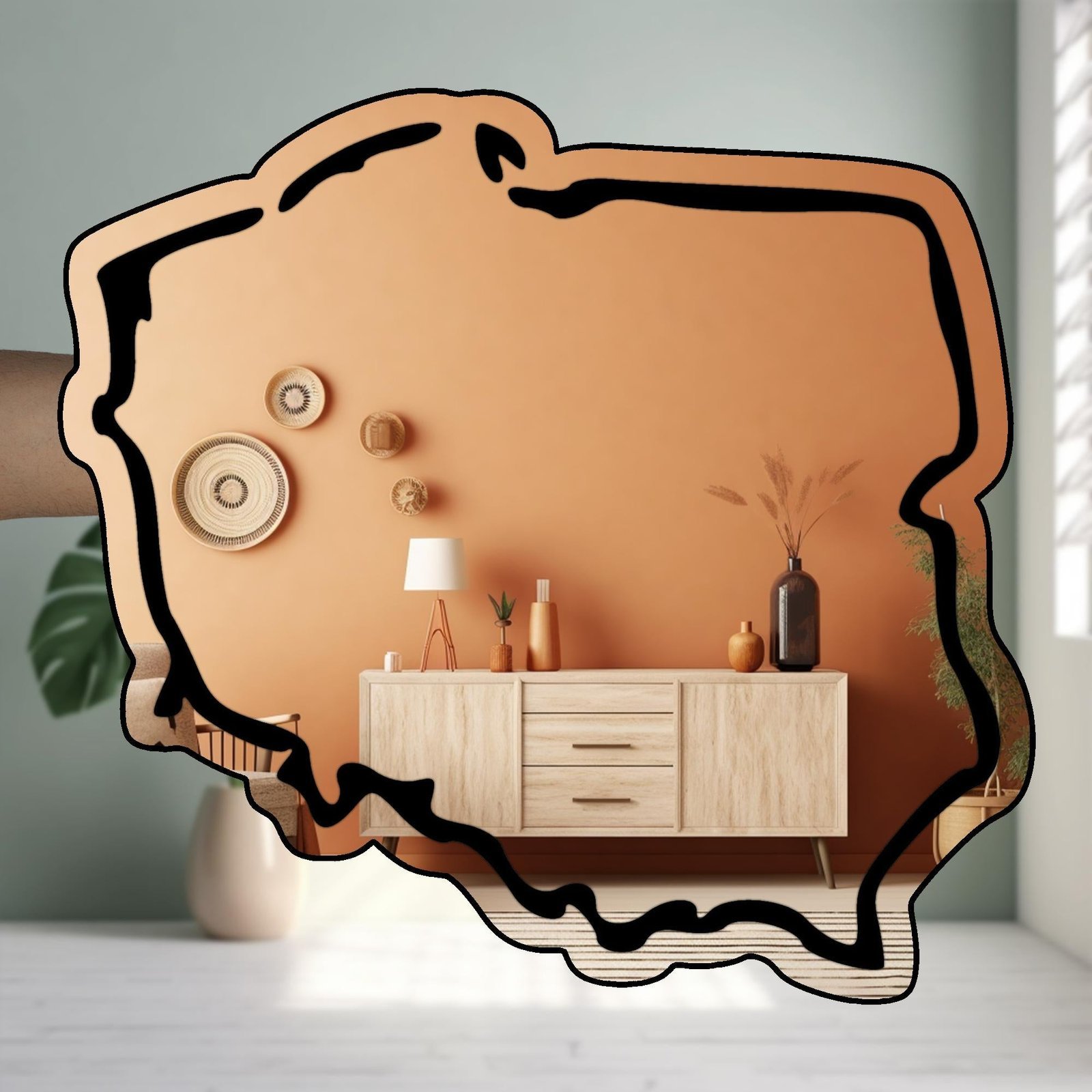 Poland Polska Minimalistic Country Outline Mirror Custom Mirror