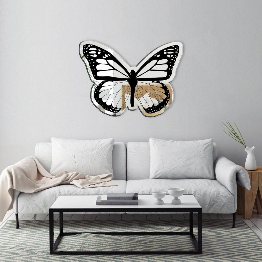 Butterfly sketch animals art black outline drawing Mirror Custom Mirror