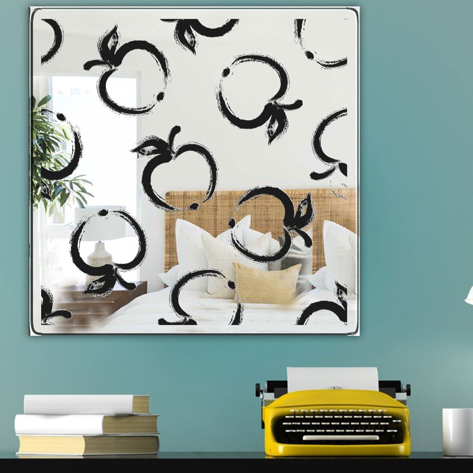 Square mirror with Apple Pattern Custom Mirror