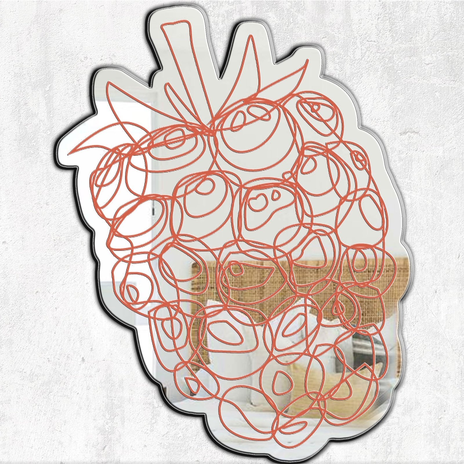 Vintage Raspberry Fruit Contemporary Illustration Mirror Custom Mirror