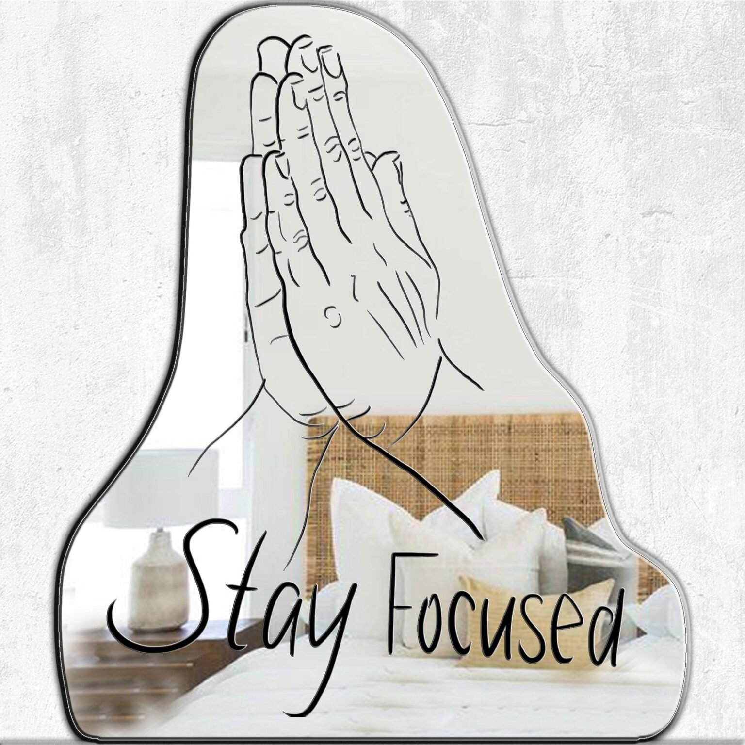 Stay Focused Hands Mirror Custom Mirror