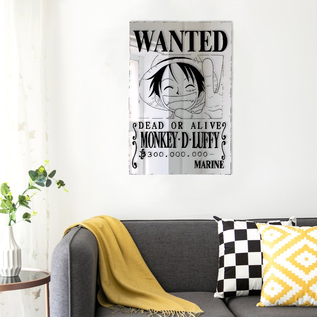 Luffy Wanted Custom Mirror Custom Mirror