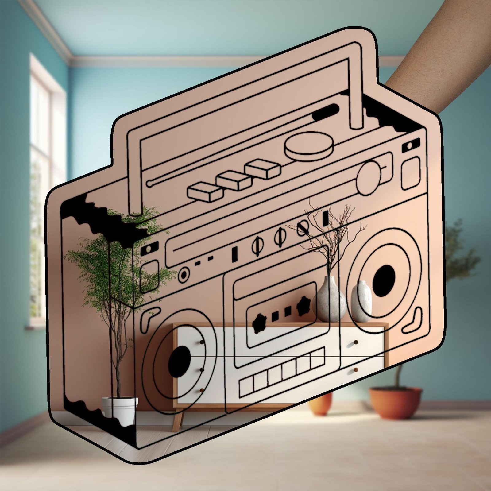 Boombox Design Mirror Custom Mirror