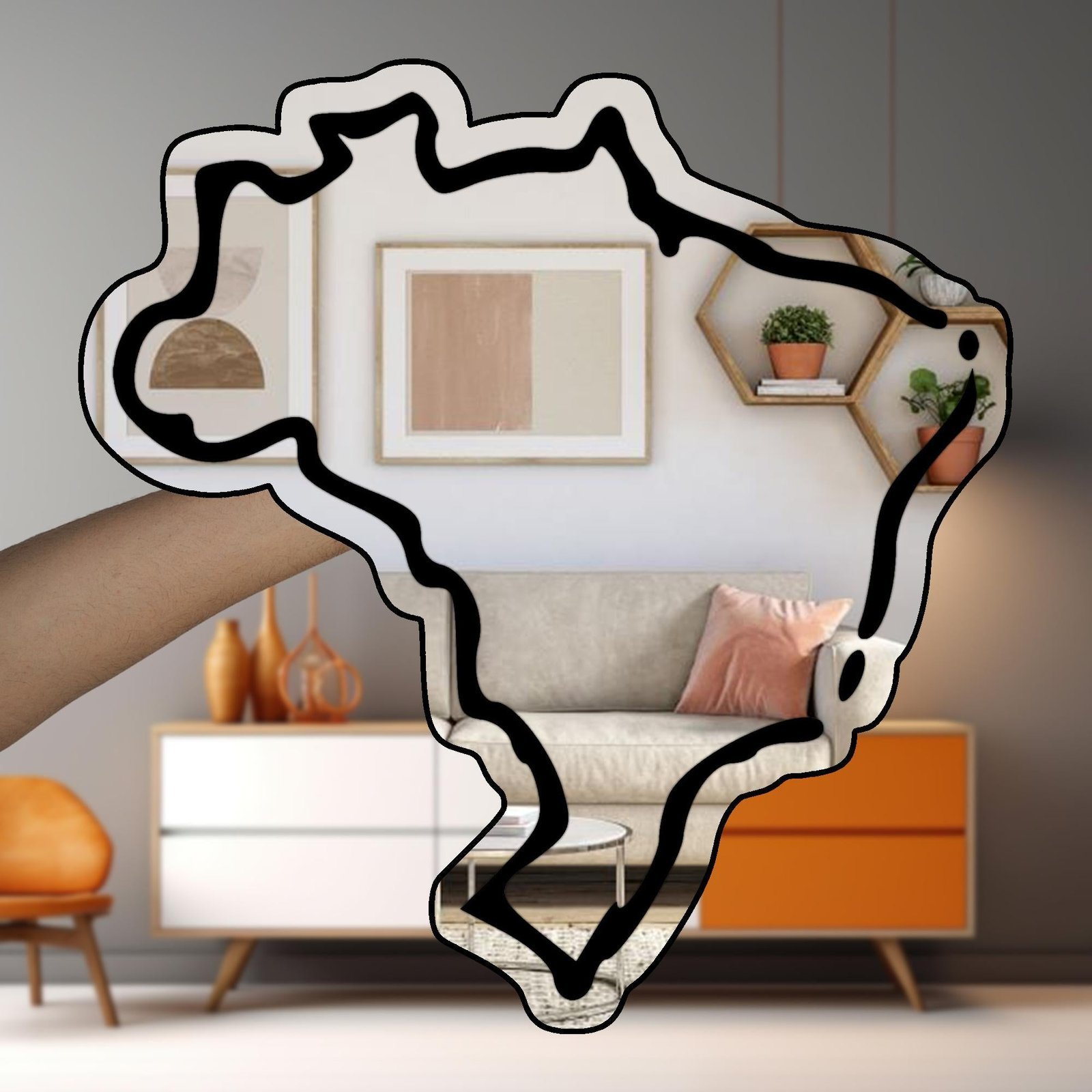 Brazil Brasil Minimalistic Country Outline Mirror Custom Mirror