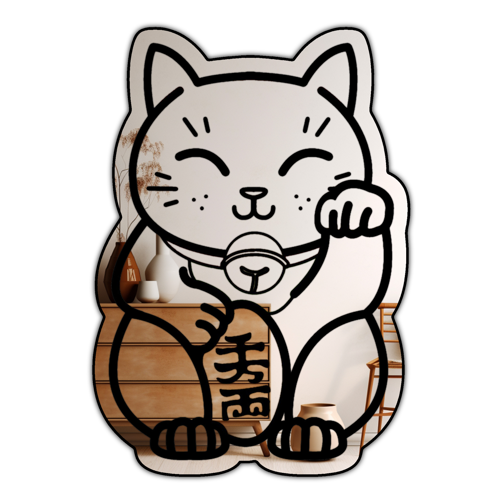 Maneki Neko Japanese Lucky Cat Mirror Custom Mirror