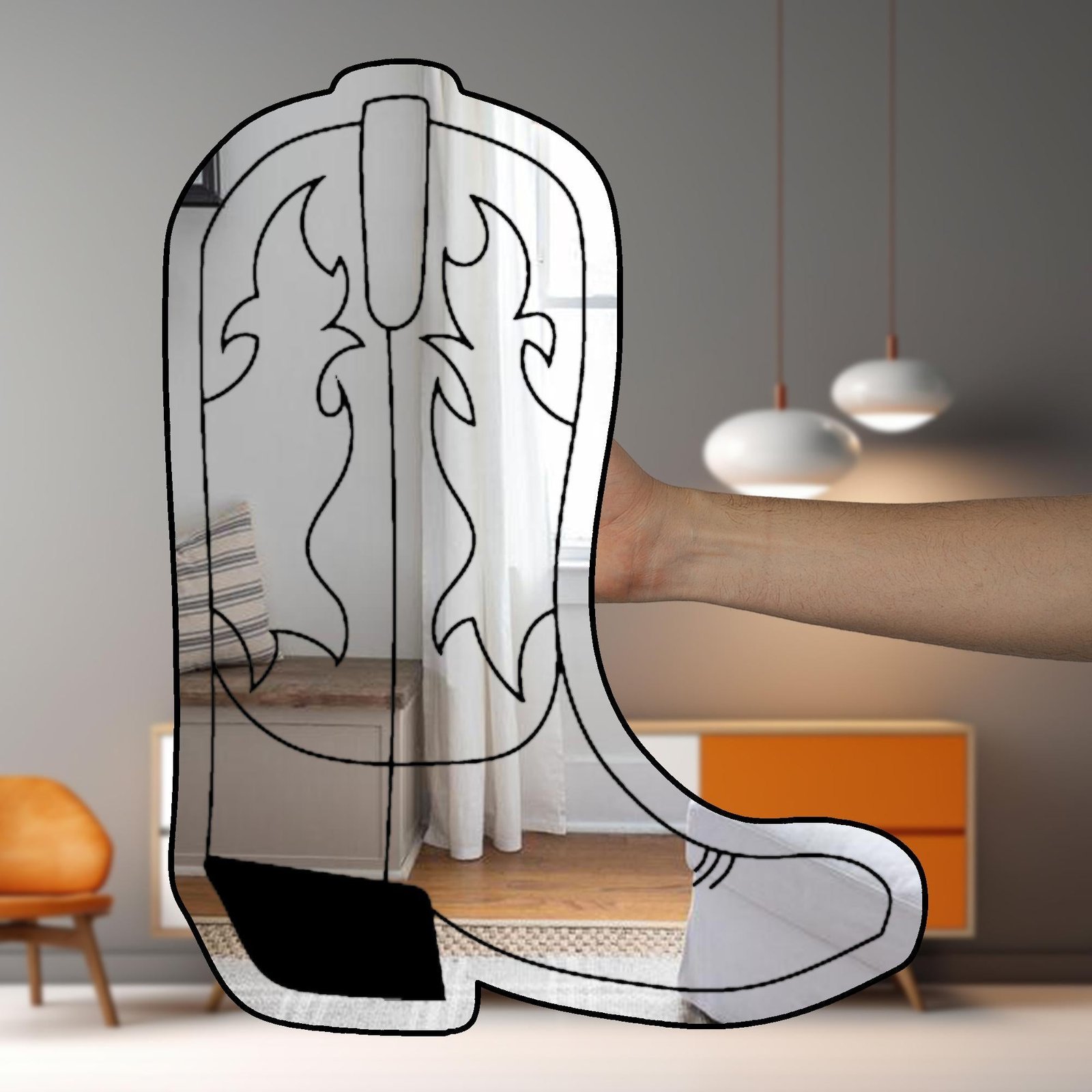 Cowboy Boot Sticker Mirror Custom Mirror
